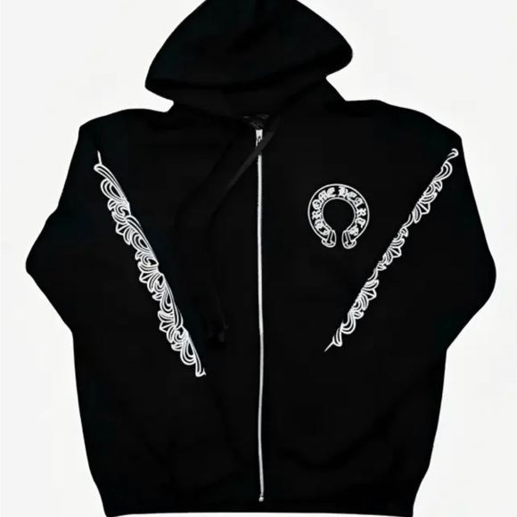 Chrome Hearts | Sweaters | Chrome Hearts Black And White Zip Up Sweater ...